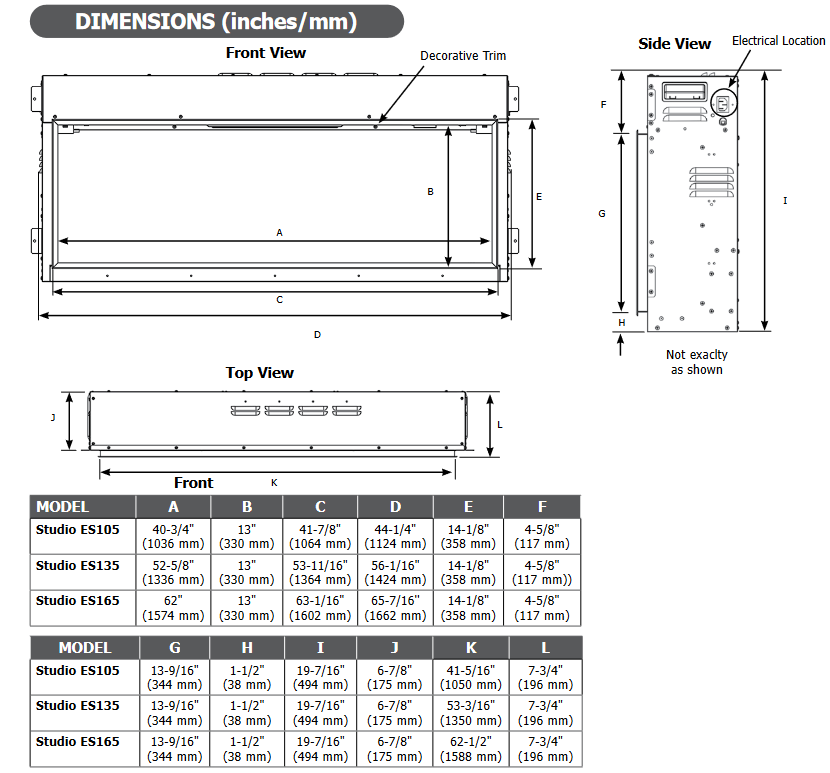 Regency Studio 65" Slim Built-in Electric Fireplace - ES165 – The ...